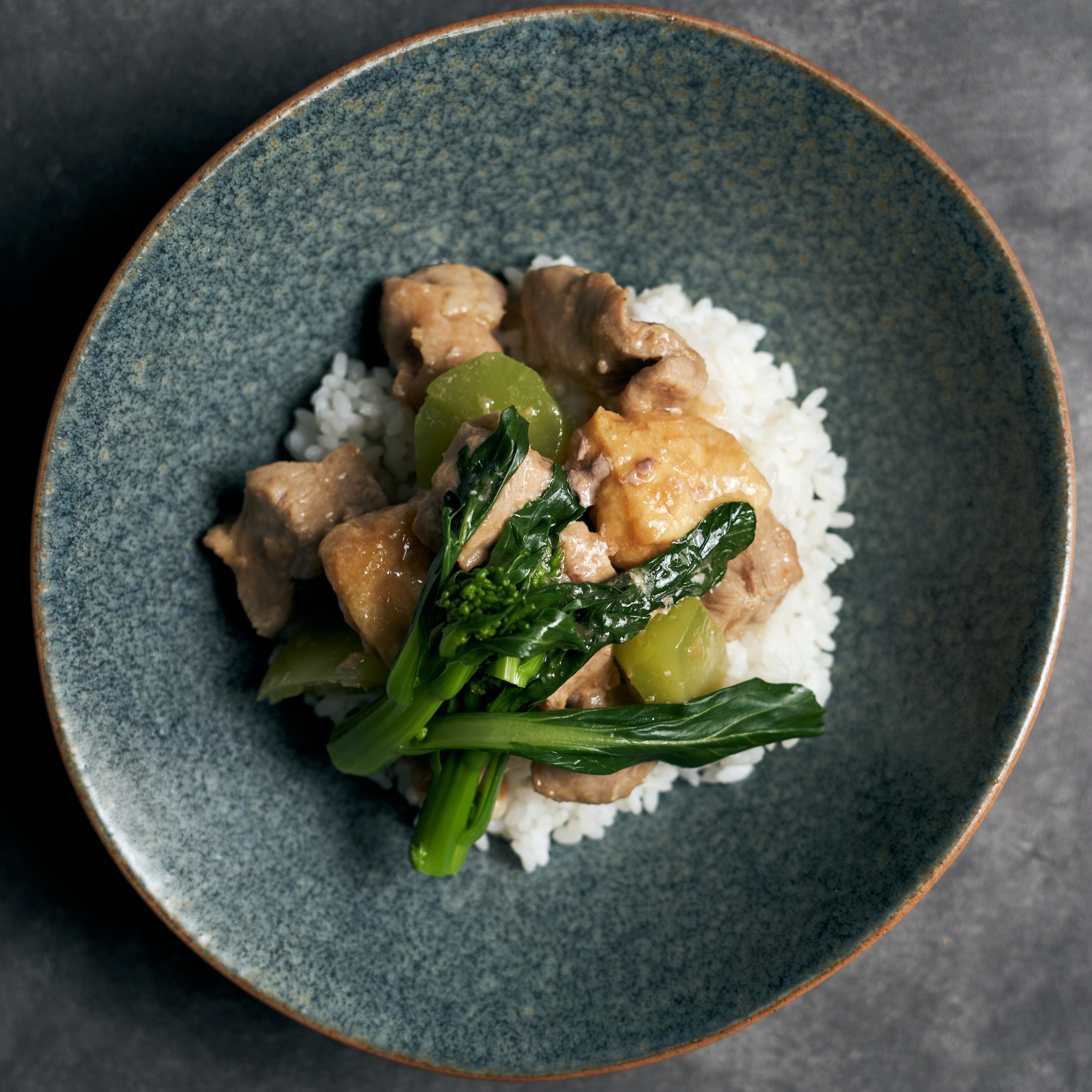 Steamed Pork Shoulder with Pickled Plum, Choy Sum & Steamed Jasmine Ri ...