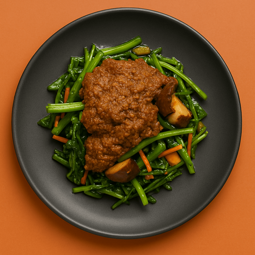 Padang Beef Rendang with Spinach, Shiitake Mushrooms & Shredded Carrot ...
