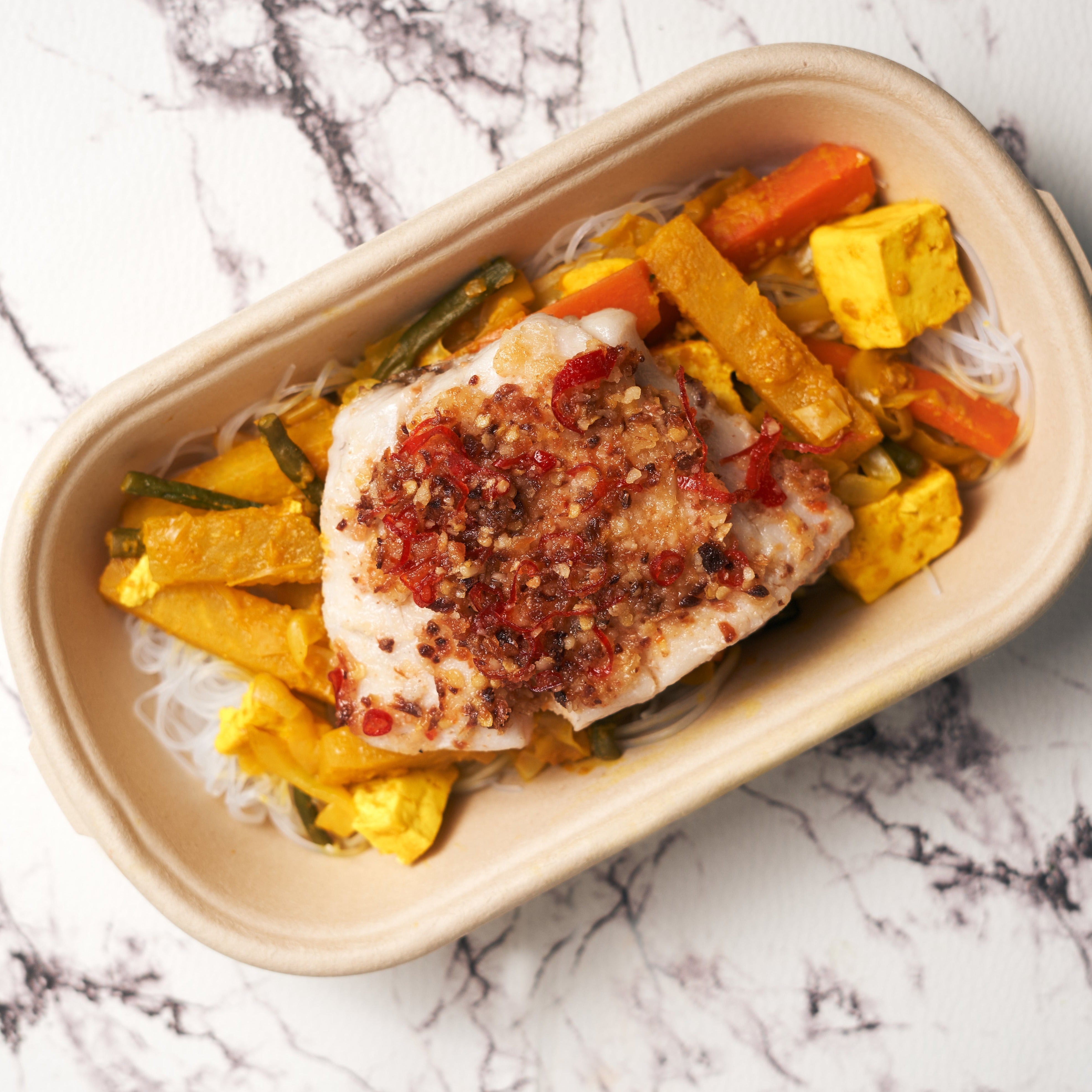 Low Fat Chili Baked Mahi Mahi with Sayur Lodeh & Rice Vermicelli Noodl ...